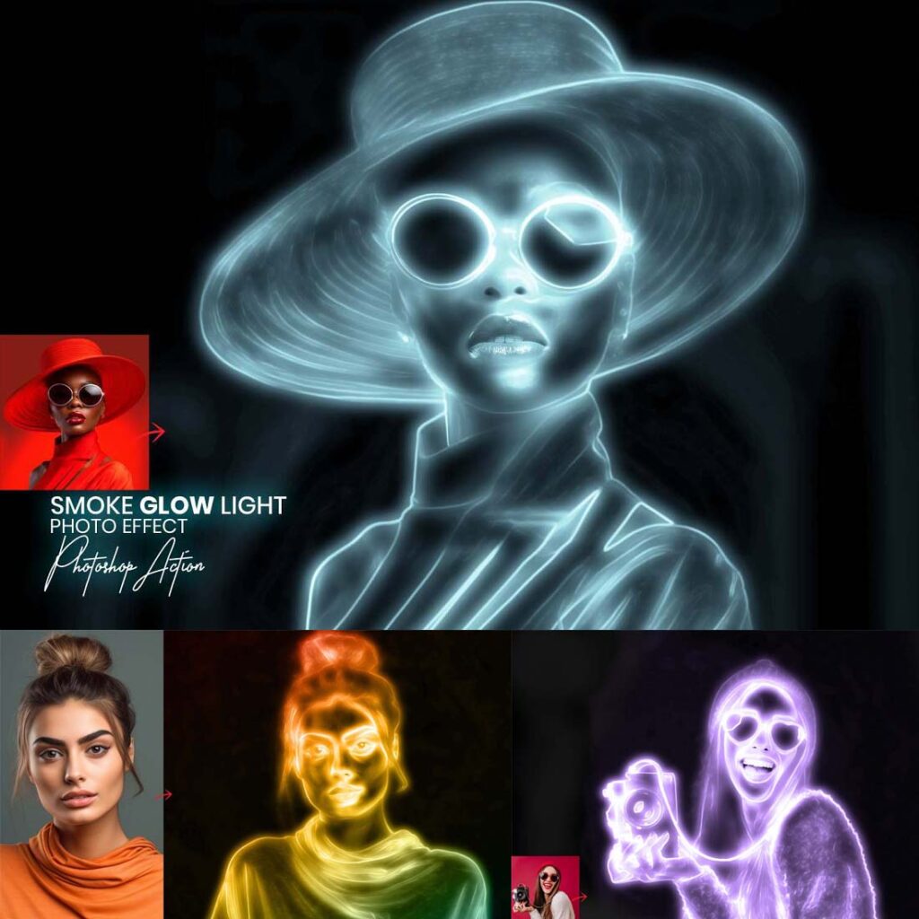 Smoke Glow Light Photoshop Action - MasterBundles