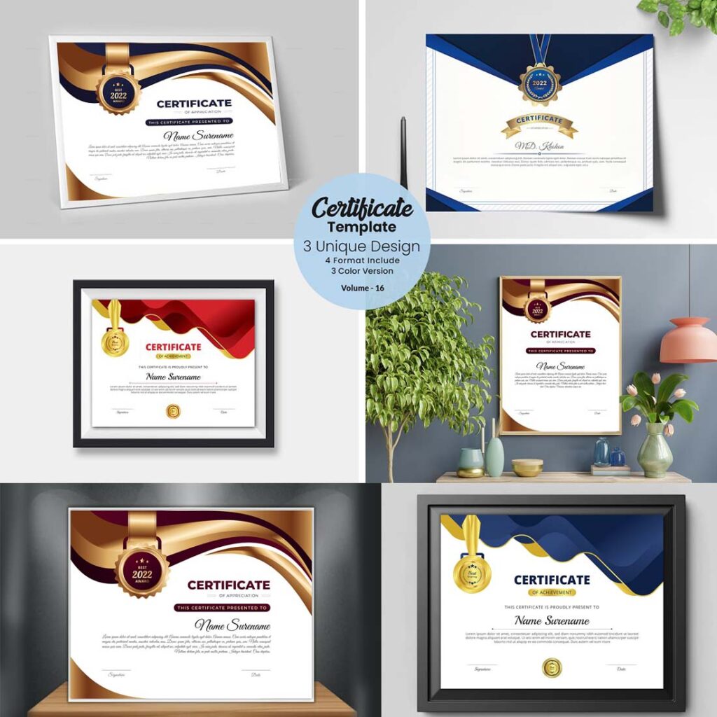 Creative Certificate Design Template V-16 - MasterBundles