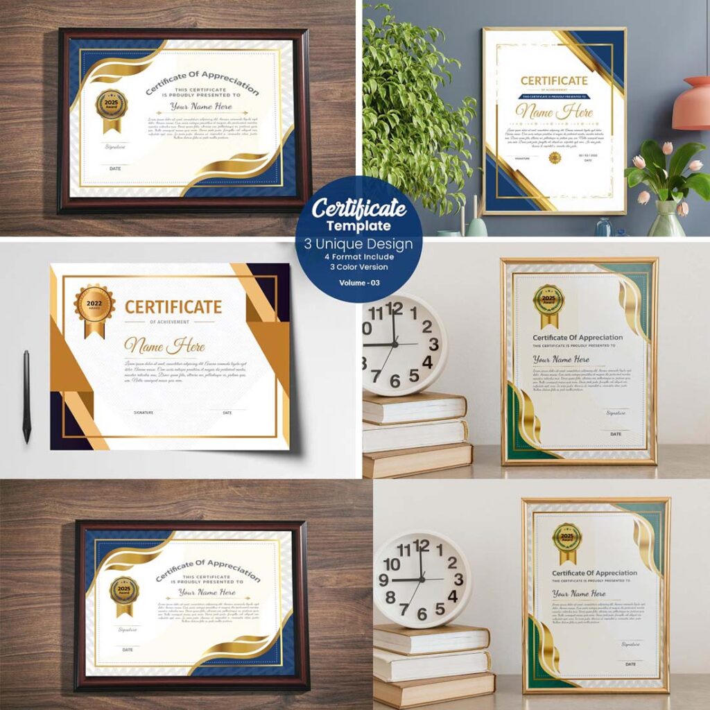 Creative Certificate Design Template V-03 - MasterBundles
