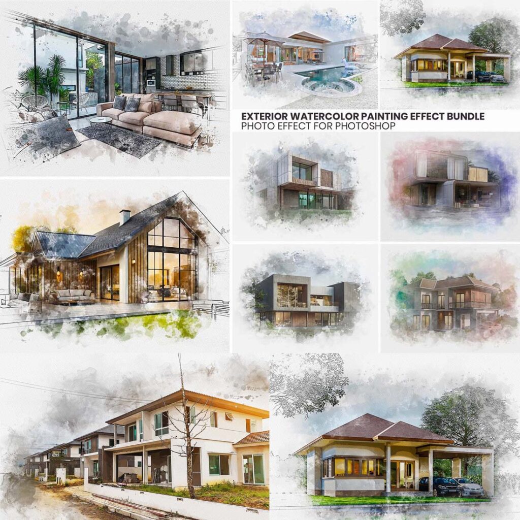 Exterior Watercolor Effect Bundle - MasterBundles