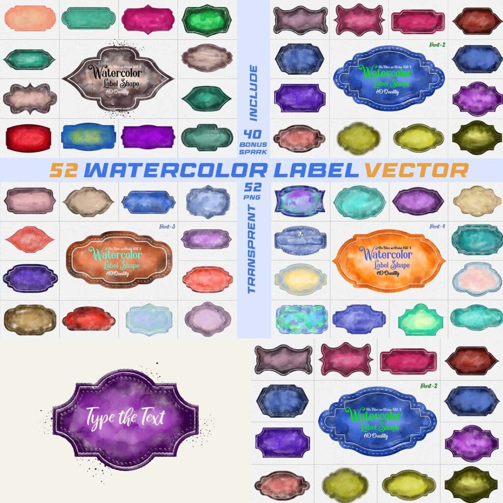 Watercolor Label Vector & PNG - MasterBundles