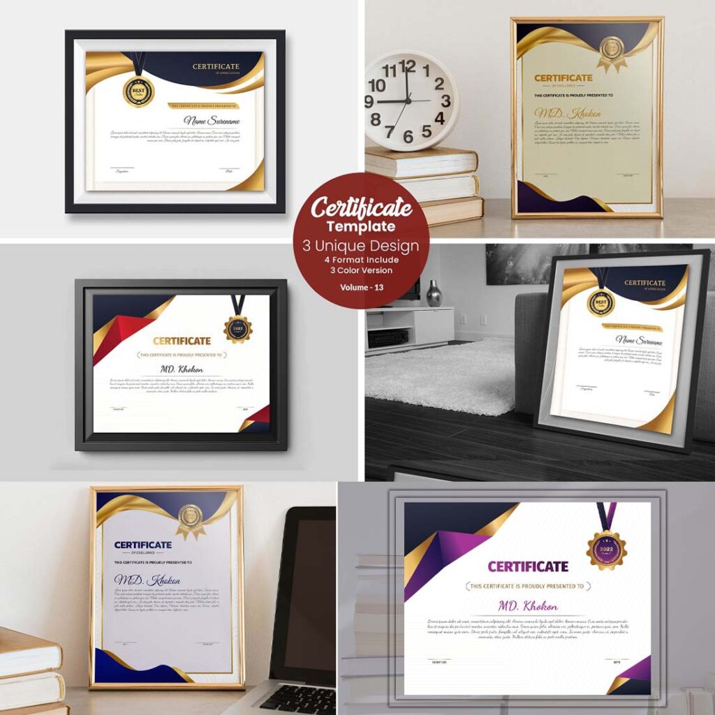 Simple Certificate Design Template - MasterBundles
