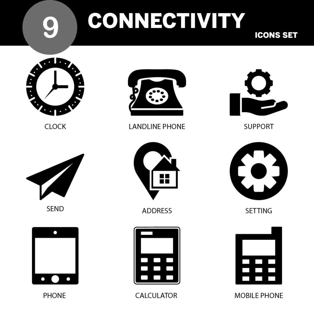 VECTOR CONNECTIVITY ICON SET FILL IN BLACK VERSION - MasterBundles