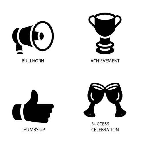 VECTOR SUCCESS ICON SET IN BLACK VERSION - MasterBundles