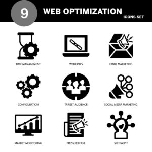 VECTOR WEB OPTIMIZATION ICON SET FILL IN BLACK VERSION - MasterBundles