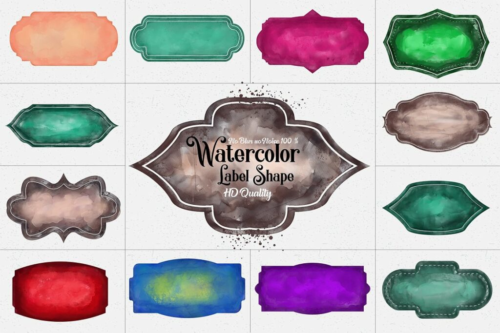 Watercolor Label Vector & PNG - MasterBundles