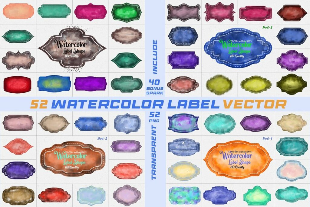 Watercolor Label Vector & PNG - MasterBundles