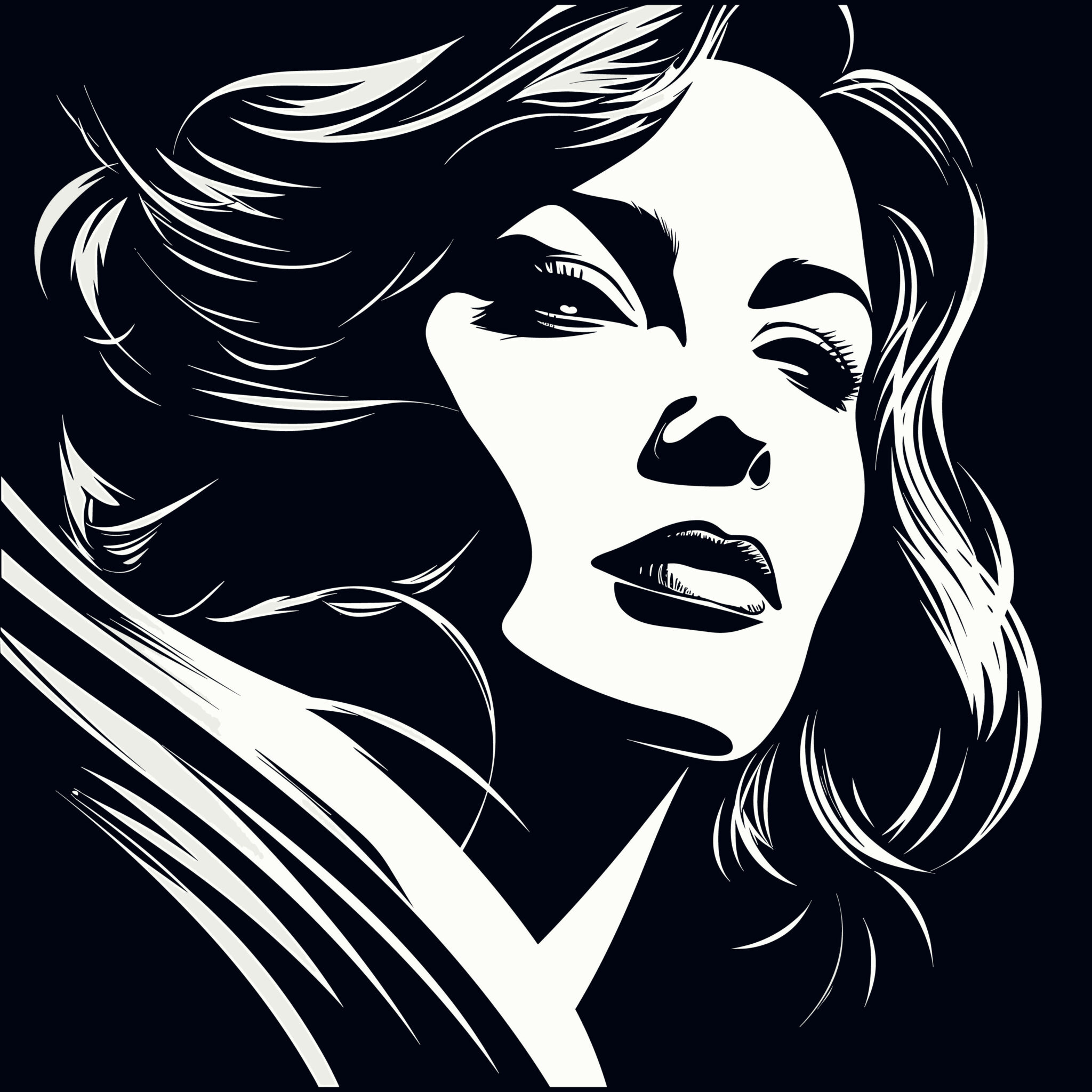 Woman face vector art illustration. - MasterBundles