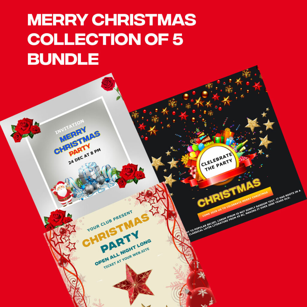 Merry Christmas Poster Bundel of 5 - MasterBundles