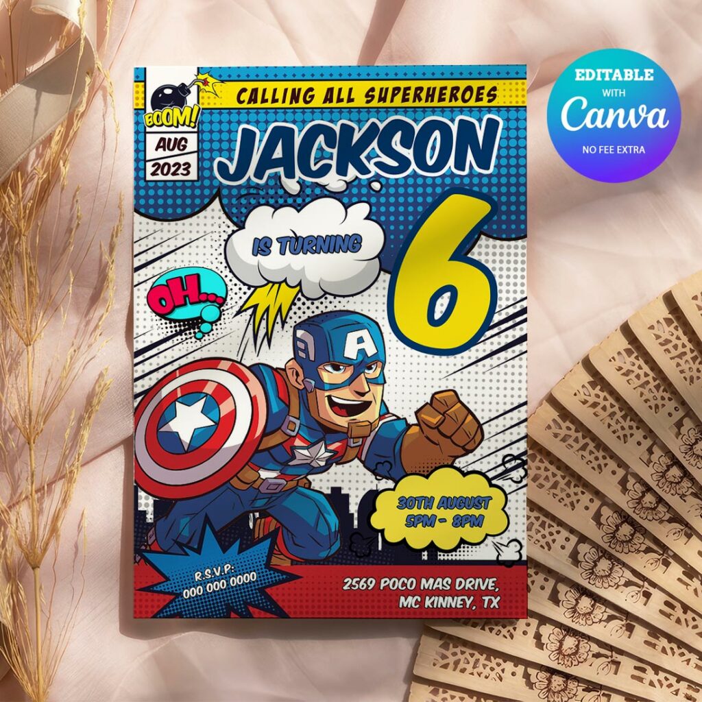 Captain America Birthday Invitation, Iron Man Captain America Birthday ...