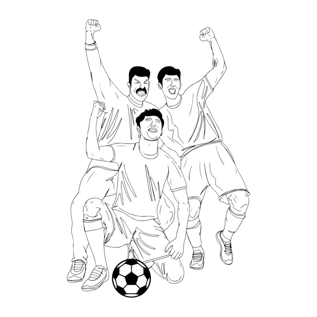 Cup-Winning Joy: Sketch Drawing of Football Team After Final Match ...