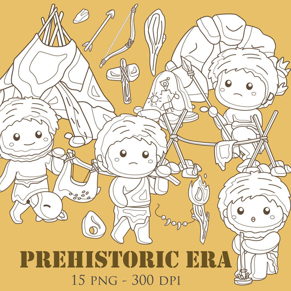 Cute Funny Ancient Human People Activity Prehistoric Era World Period ...