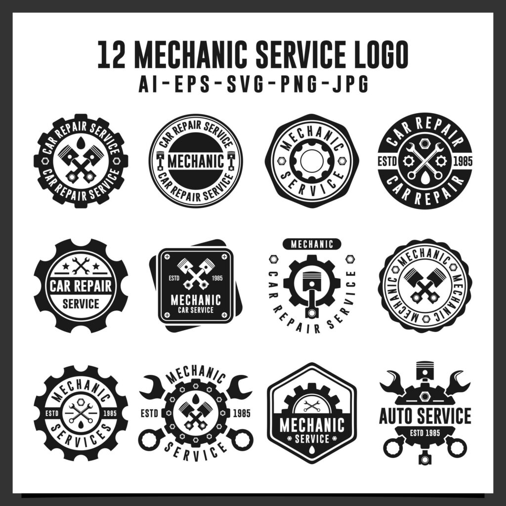 12 Mechanic Service logo design collection - $12 - MasterBundles
