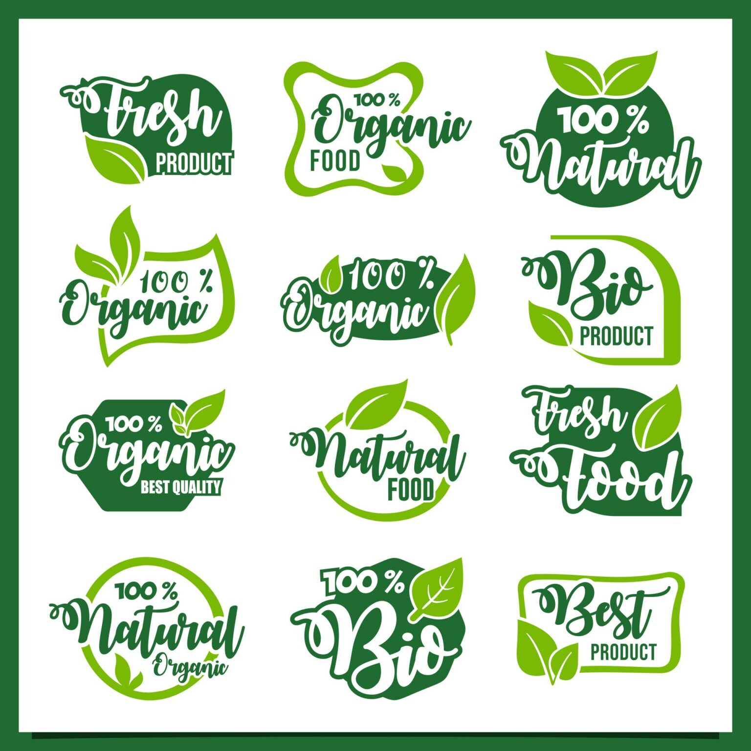 12 Natural food design logo collection - MasterBundles