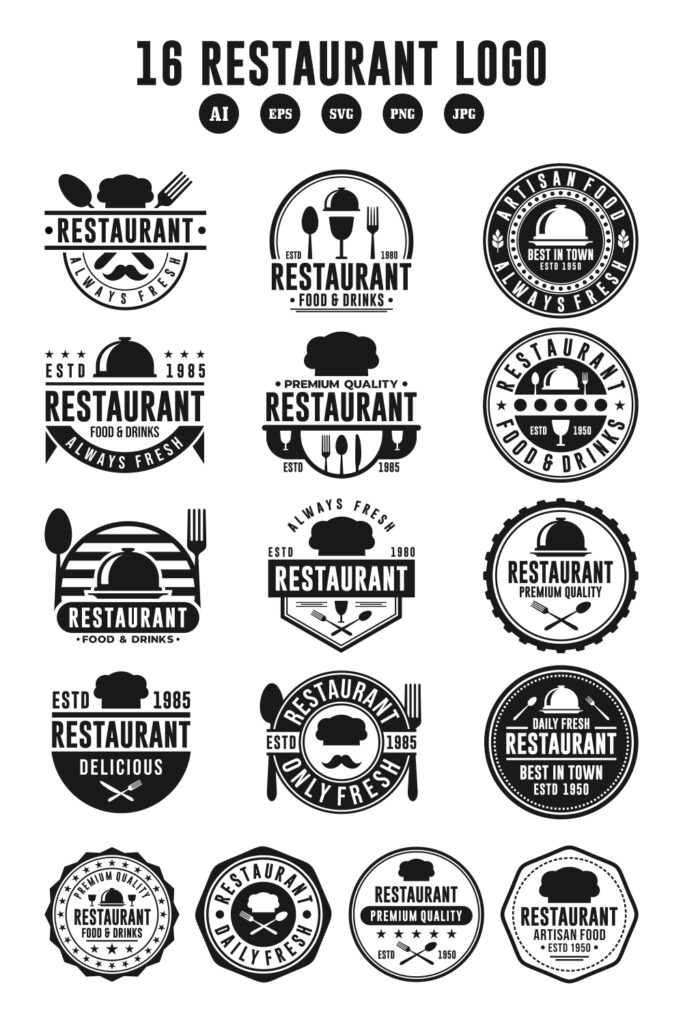 16 Restaurant logo design collection - $12 - MasterBundles