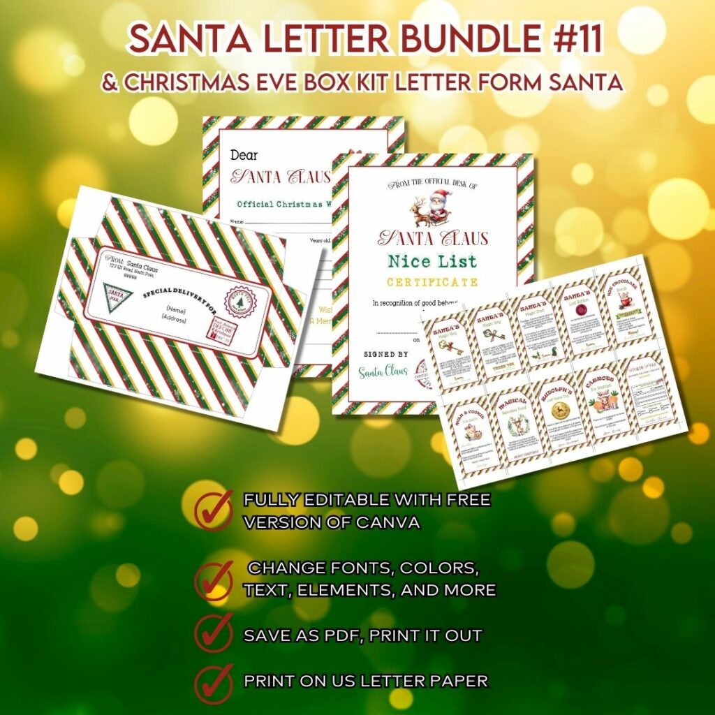 Santa Letter Bundle & Christmas Eve Box Kit - Editable - MasterBundles
