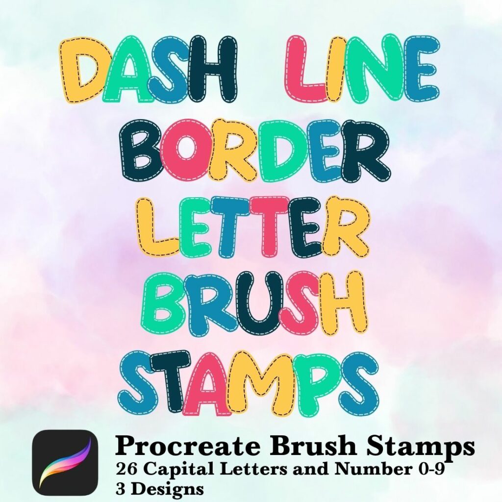 Dash Line Border Letter Brush Stamps - MasterBundles