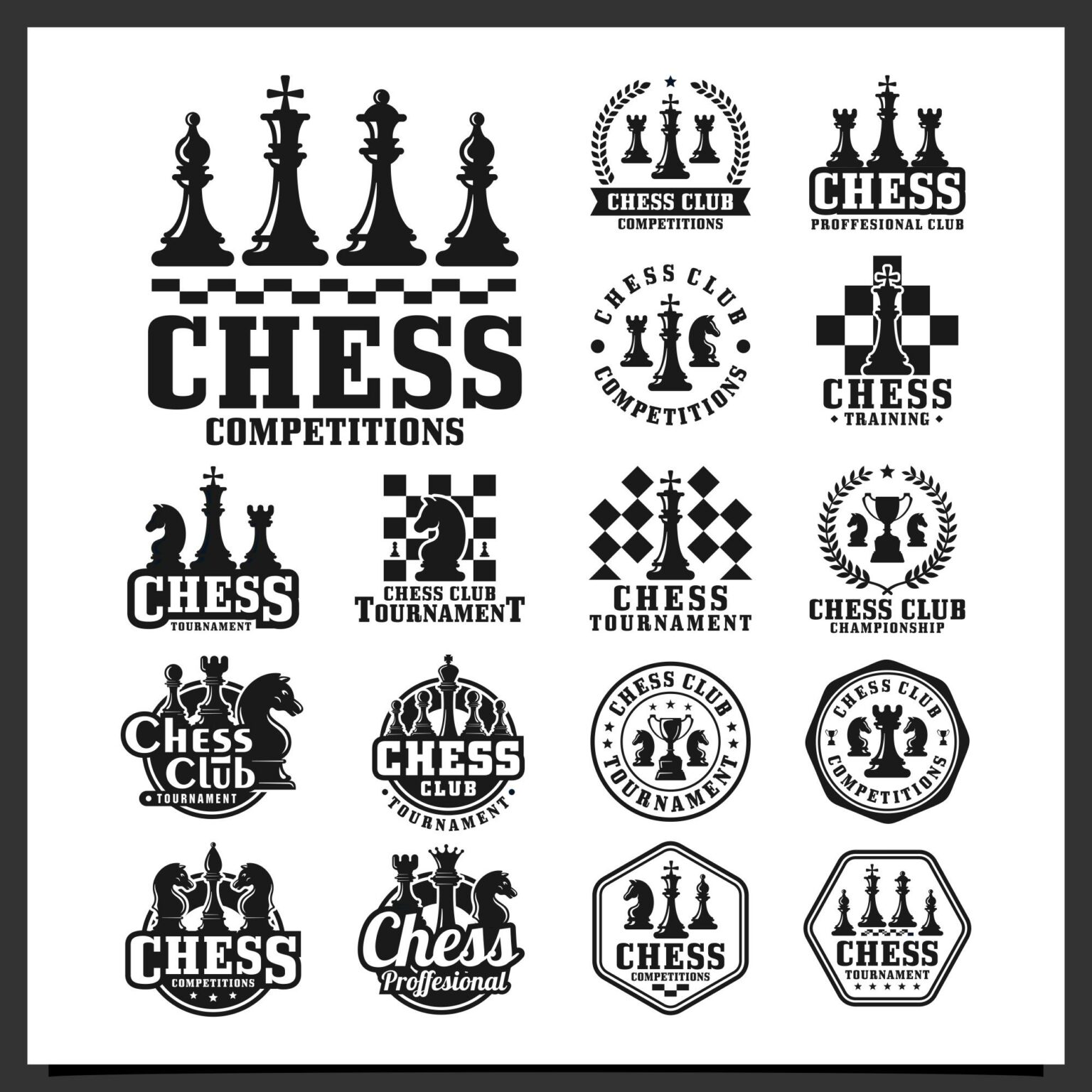 17 Chess logo design collection - $14 - MasterBundles