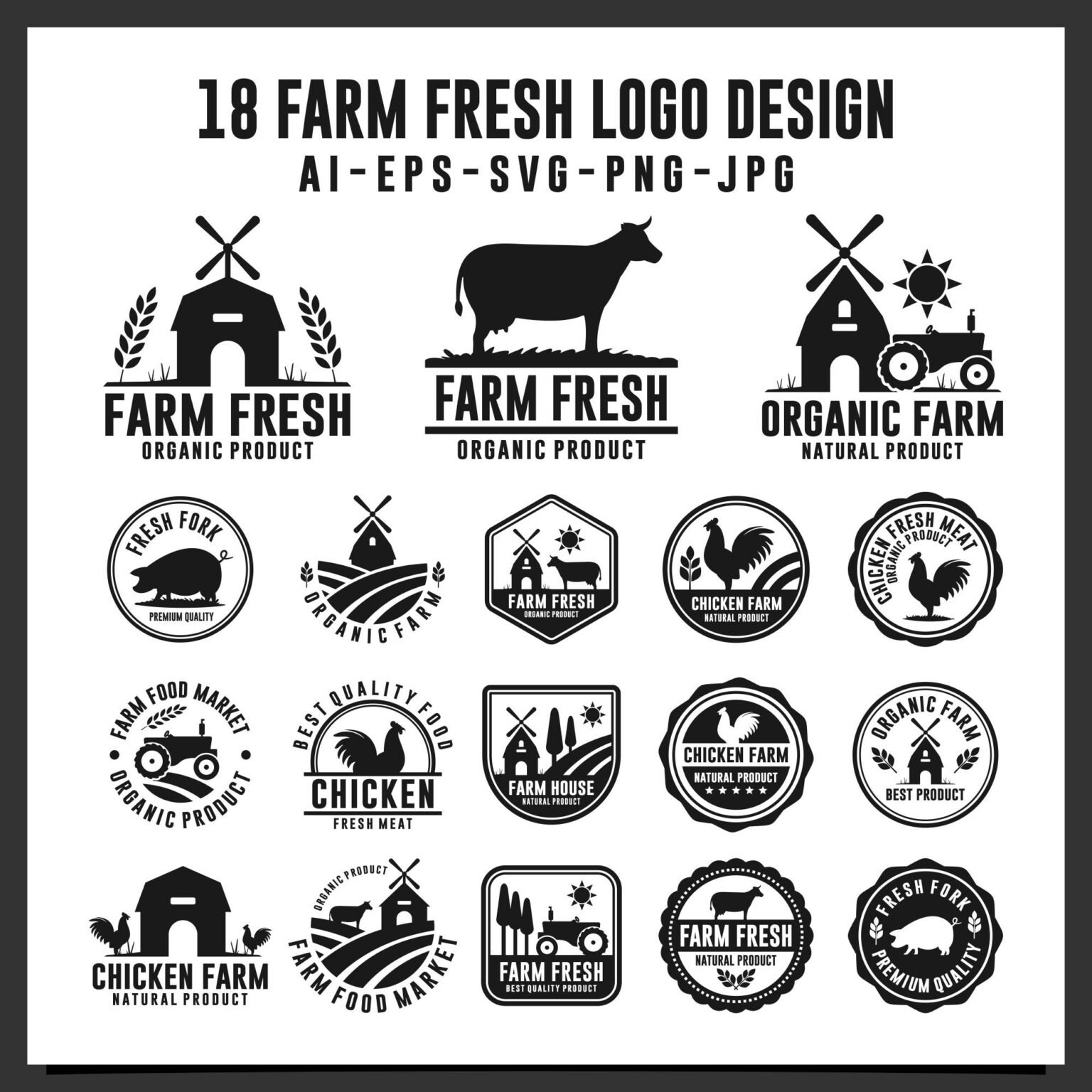 18 Farm fresh logo design collection - $12 - MasterBundles
