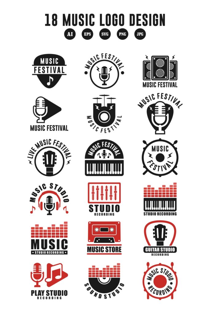 18 Music logo design collection - $12 - MasterBundles