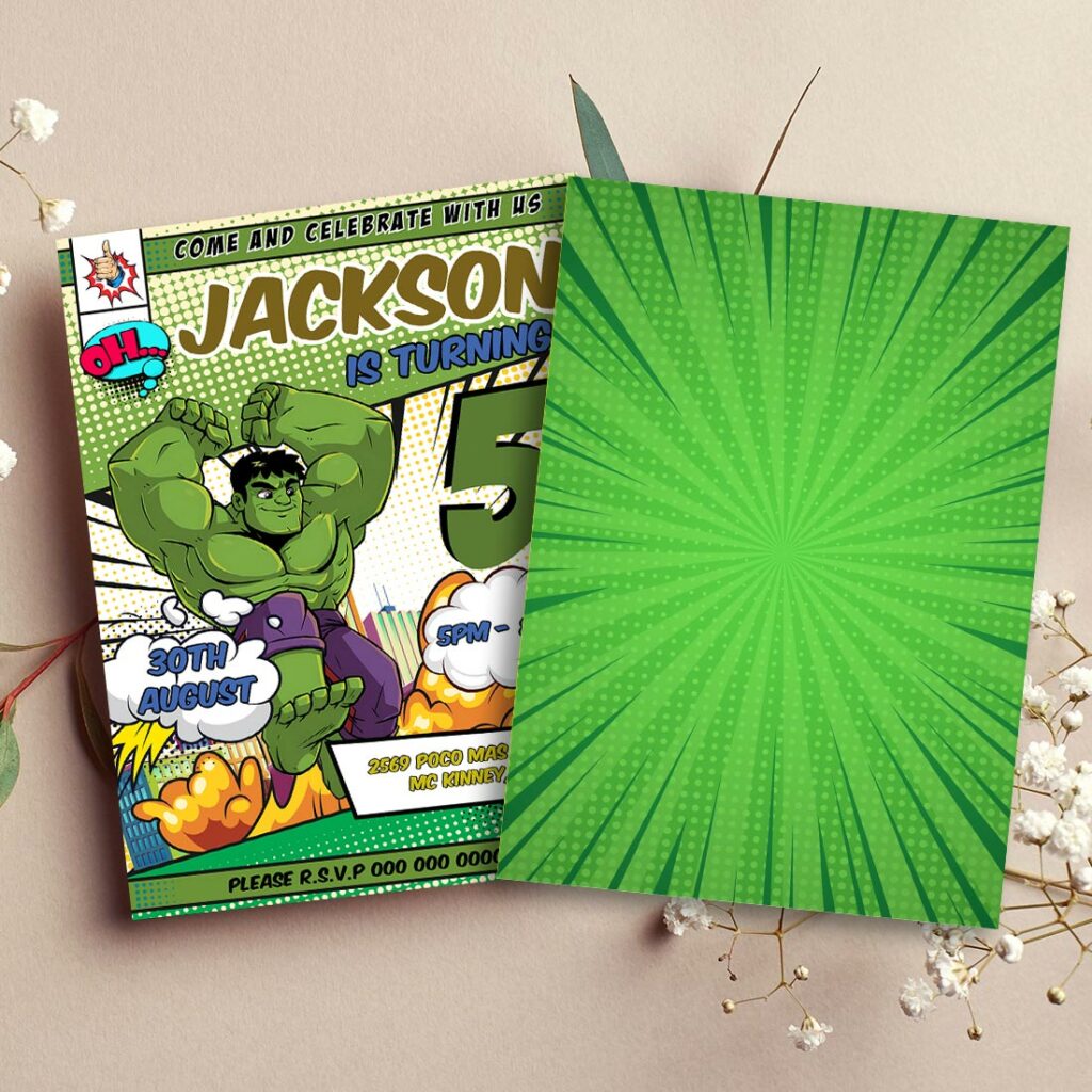 Hulk Boy Birthday Invitation, Hulk ANY AGE Birthday Invitation Canva ...