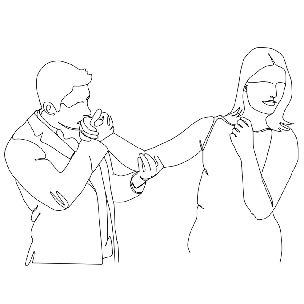 Cartoon Illustration: Couple's Argument Single Line Sketch ...