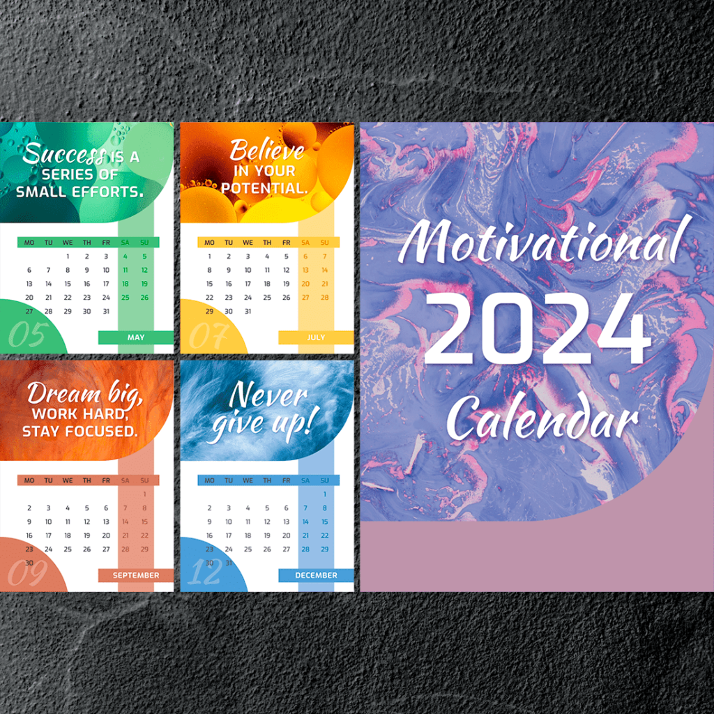 2024 Motivational Calendar Poster Printable [Sphinx Creatus ...