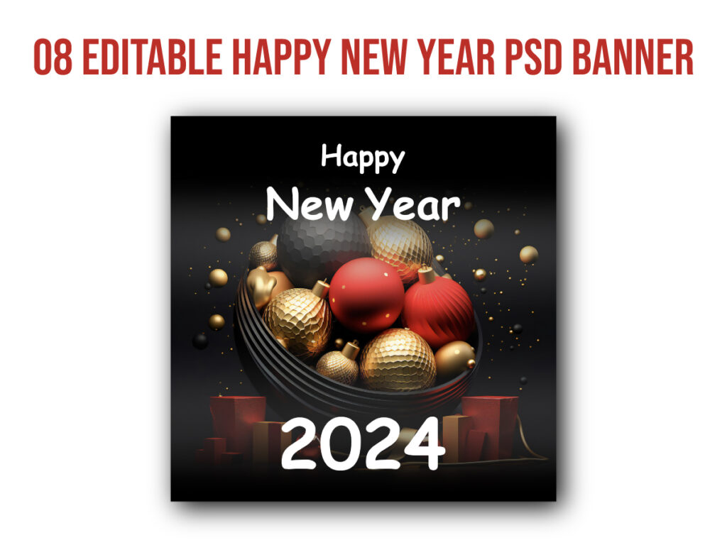 08 Happy new year social media editable psd template - MasterBundles