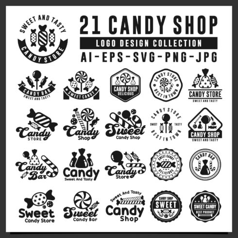 21 Candy shop logo design collection - $15 - MasterBundles