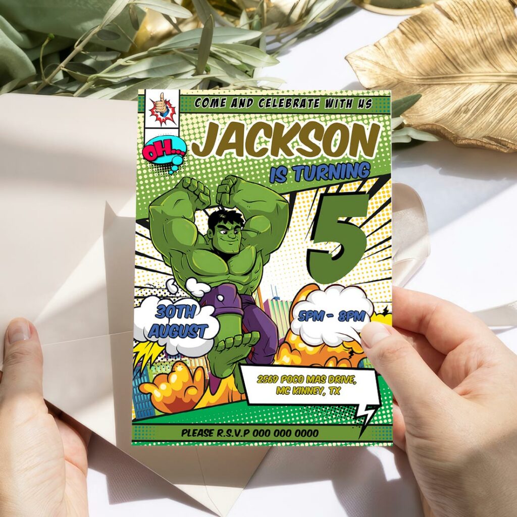 Hulk Boy Birthday Invitation, Hulk ANY AGE Birthday Invitation Canva ...