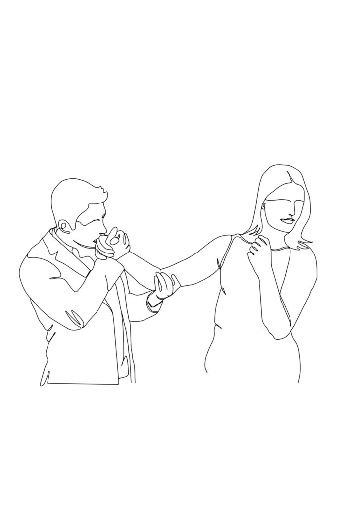 Cartoon Illustration: Couple's Argument Single Line Sketch ...