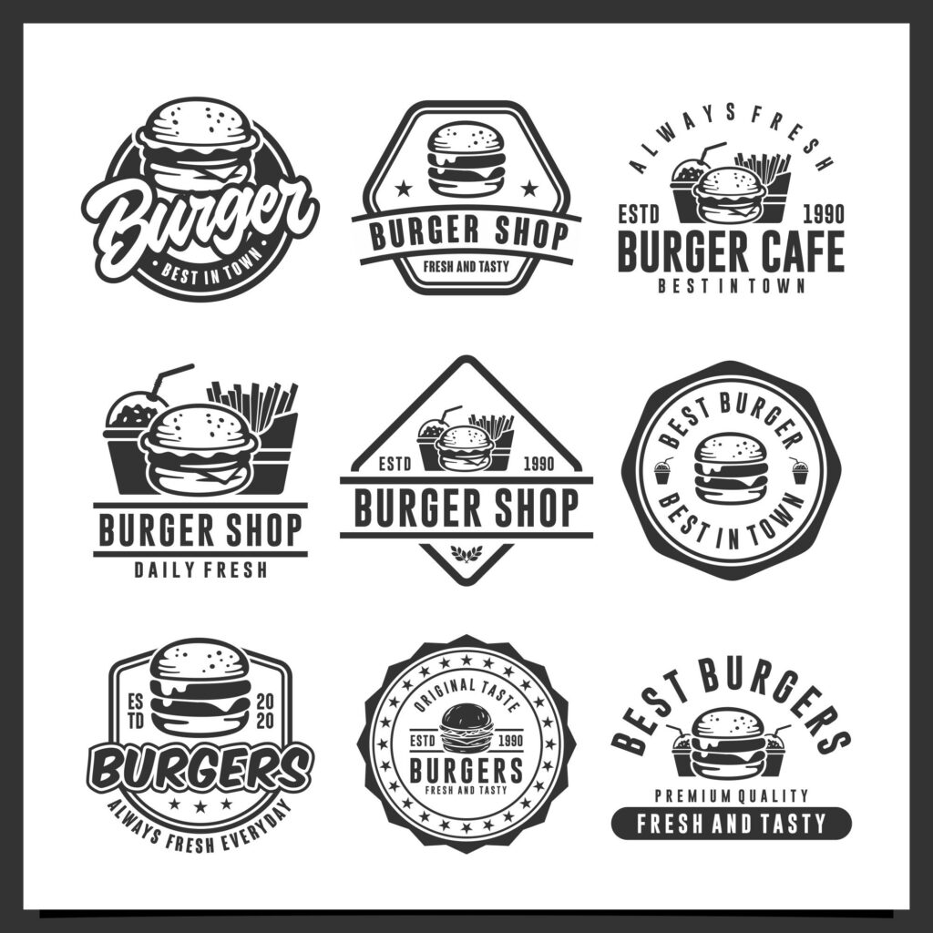36 Burgers logo badge design collection - MasterBundles