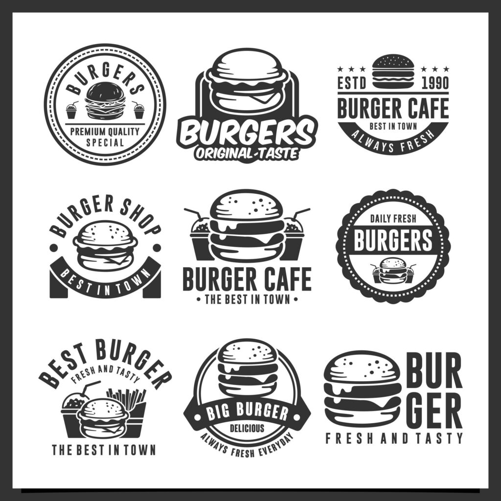 36 Burgers logo badge design collection - MasterBundles