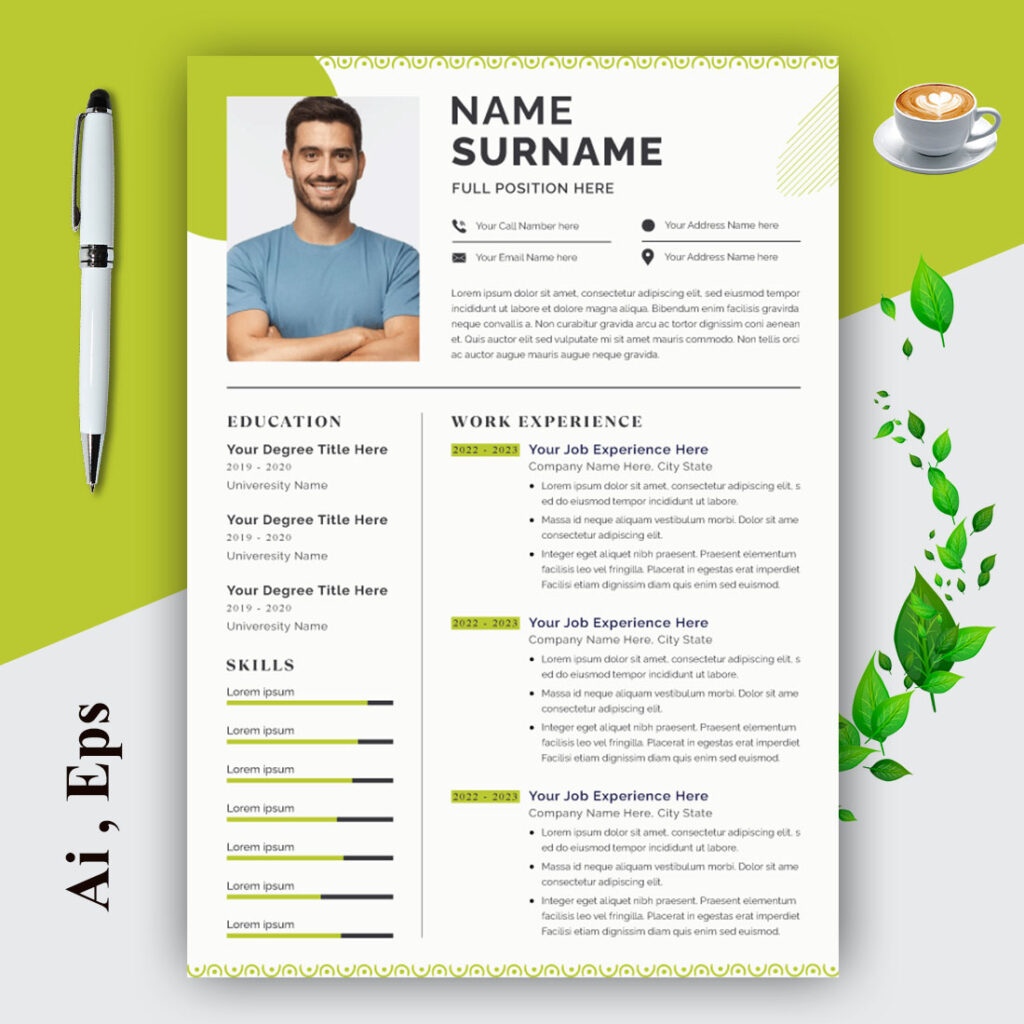 Creative Resume Design Template CV - MasterBundles