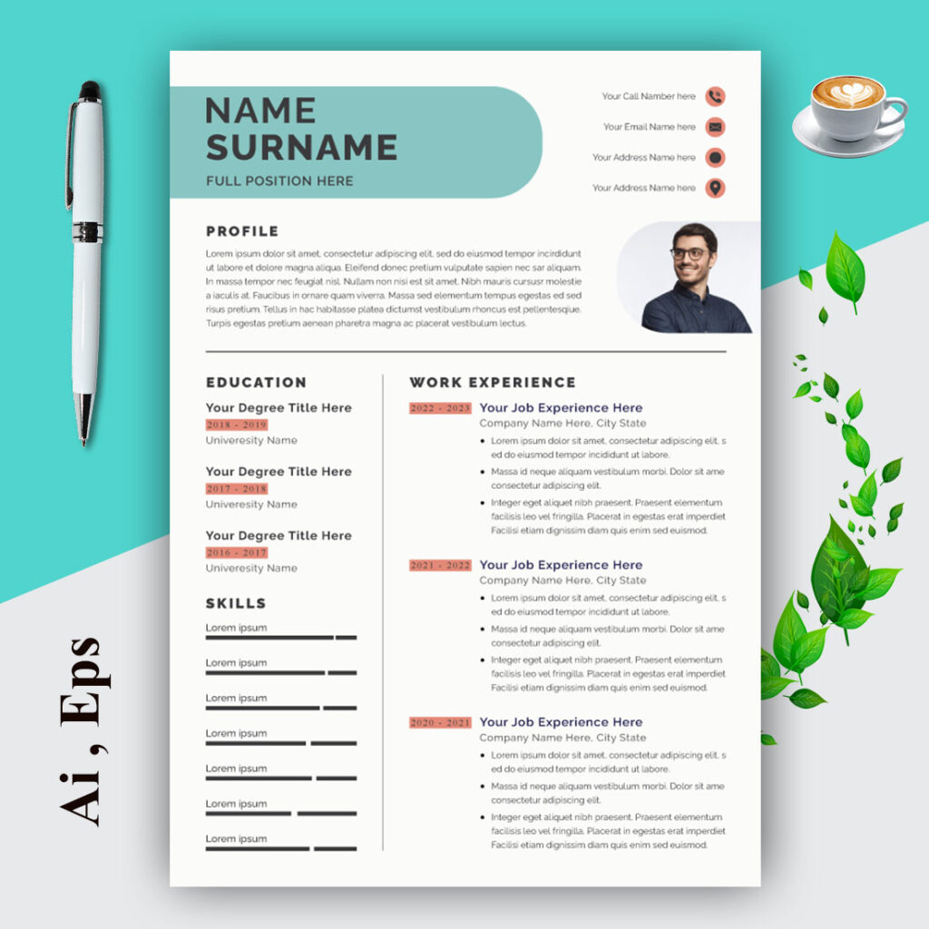 Resume Design Template and CV Template Design - MasterBundles