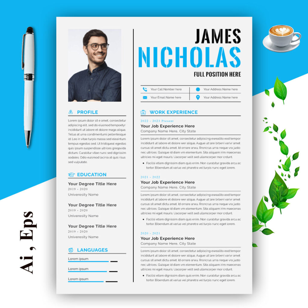 Colorful CV Template and Resume Design Layout - MasterBundles