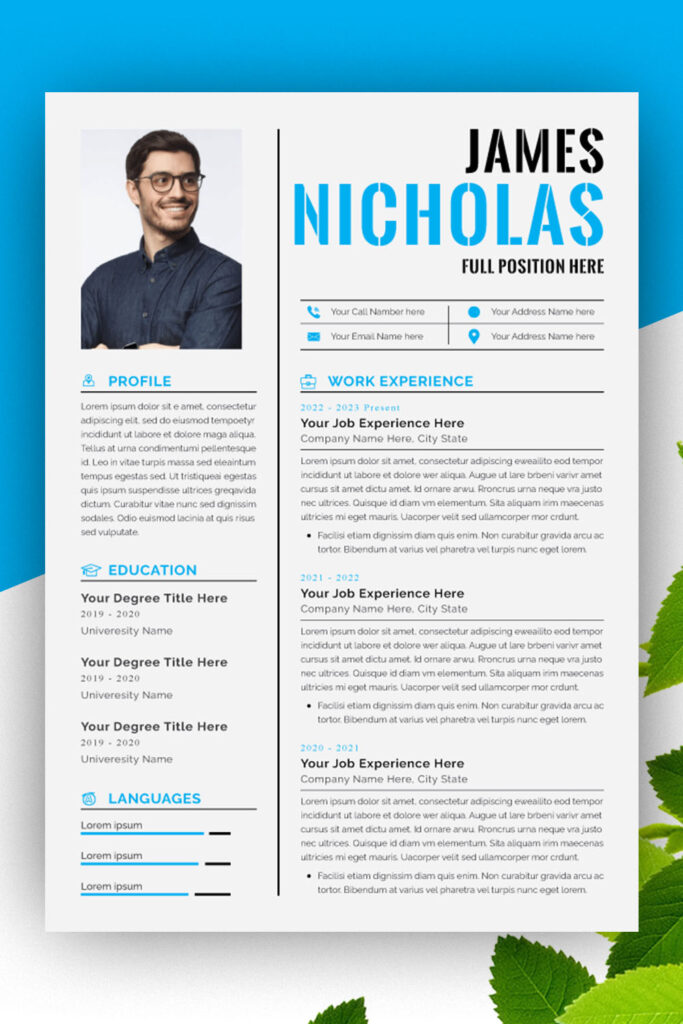 Colorful CV Template and Resume Design Layout - MasterBundles