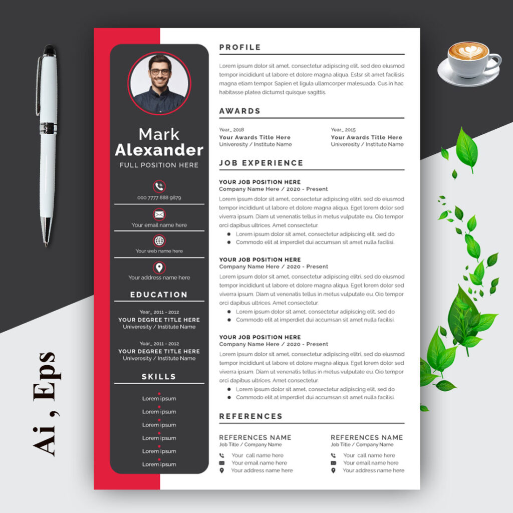 Colorful Job CV Template Design Resume Layout - MasterBundles