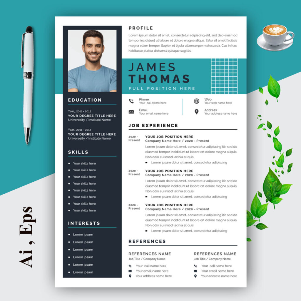 Professional Resume Layout Modern Cv Design - MasterBundles