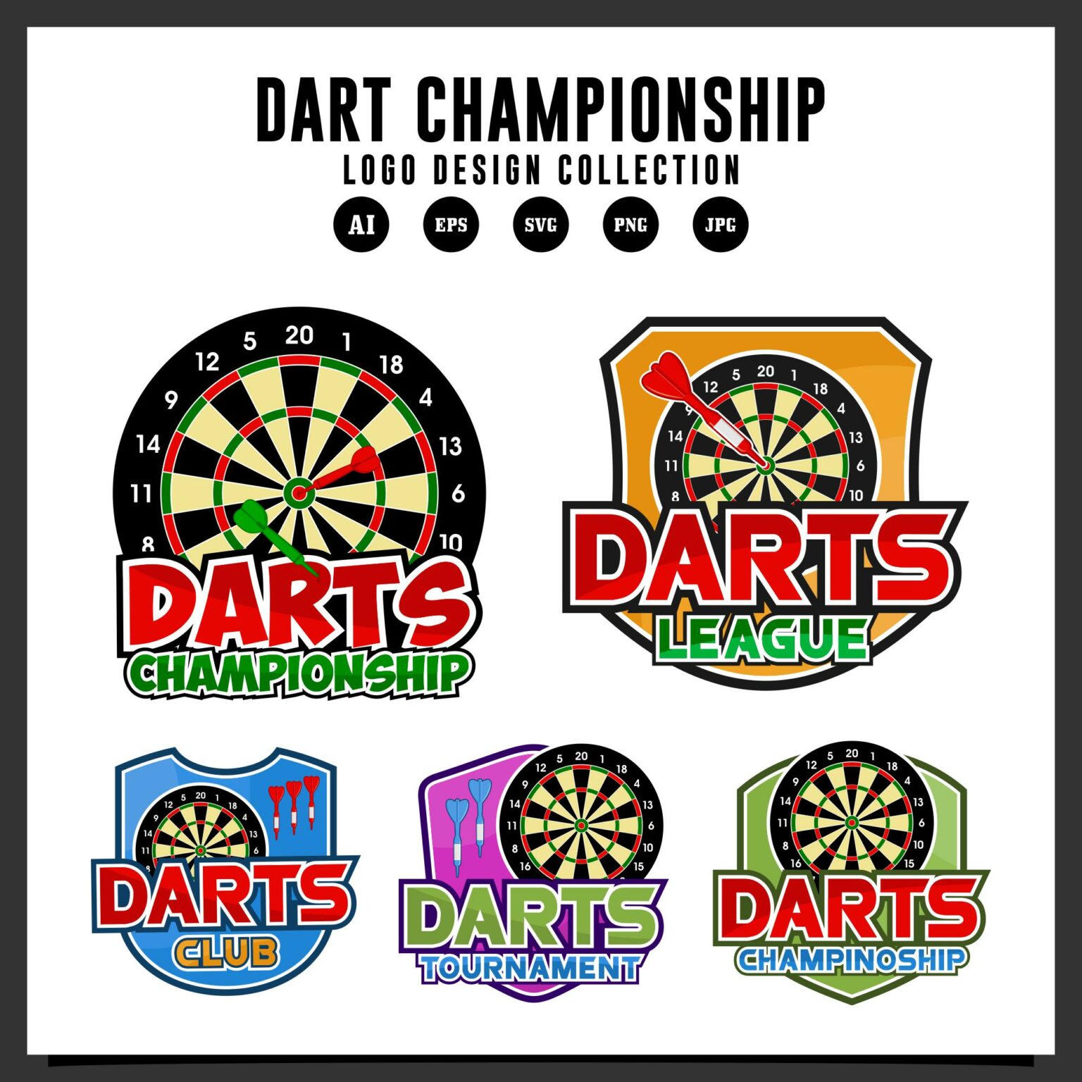 5 Darts tournament logo collection - $6 - MasterBundles