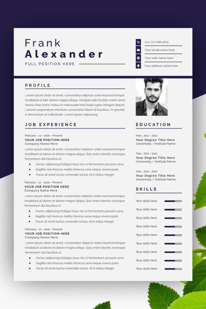 Clean Resume Layout Resume Design Template - MasterBundles