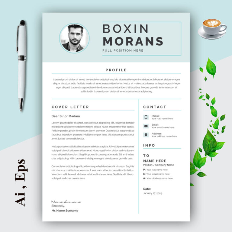 Creative Resume Layout with Cover Letter Design Template - MasterBundles