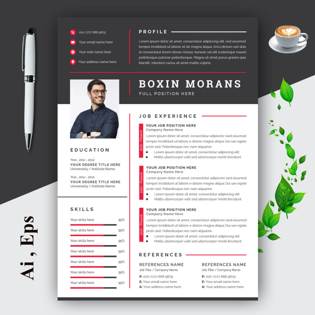 Professional Resume CV Template Layout Design - MasterBundles