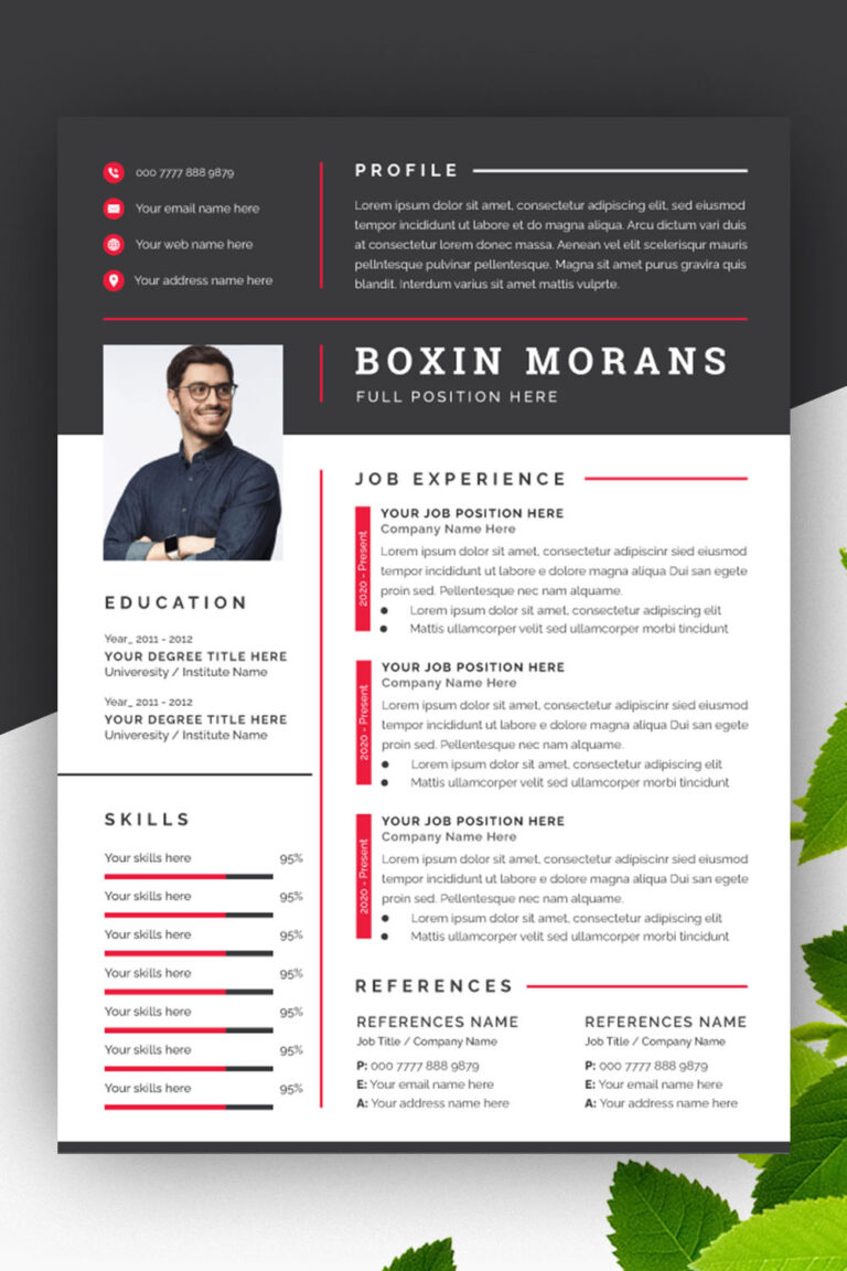 Professional Resume CV Template Layout Design - MasterBundles