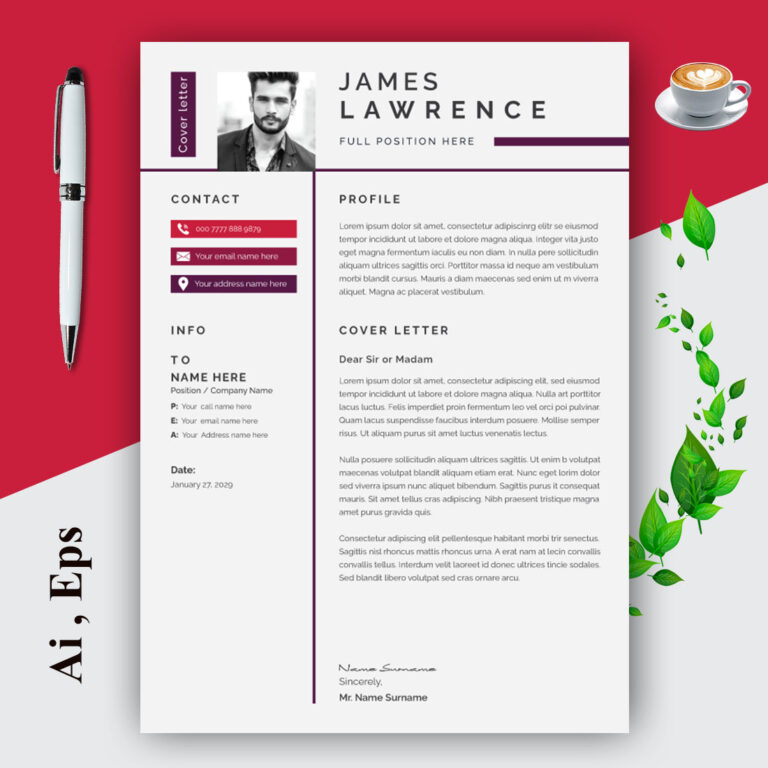 Modern Resume Template and Cover Letter Page Set - MasterBundles
