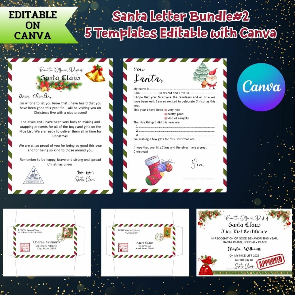 Santa Letter Bundle | Editable by Canva - MasterBundles