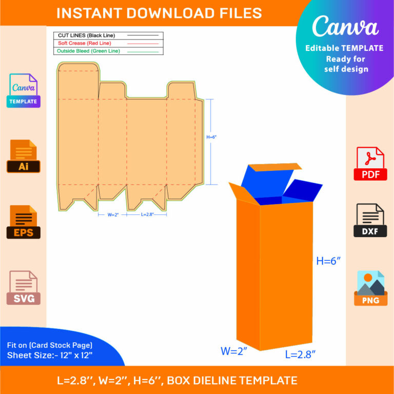 Auto Lock Box Dieline Template - MasterBundles