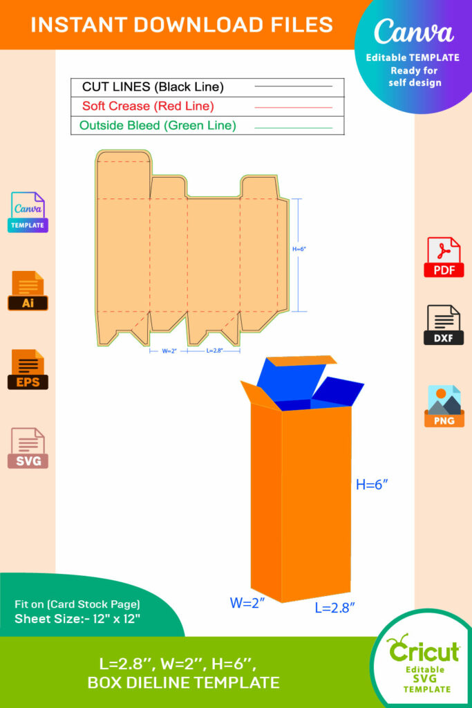 Auto Lock Box Dieline Template - MasterBundles
