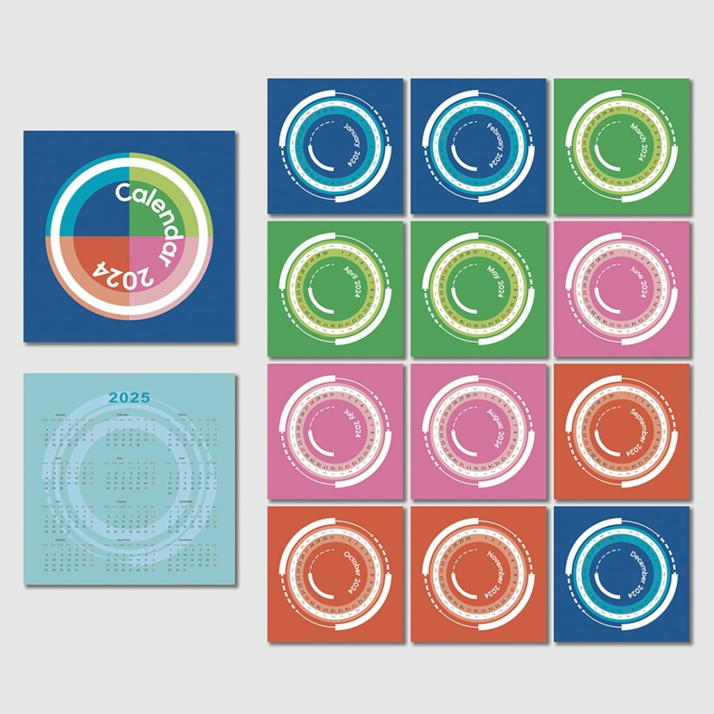 Vector wall calendar_2024 with numbers placed around the circle ...