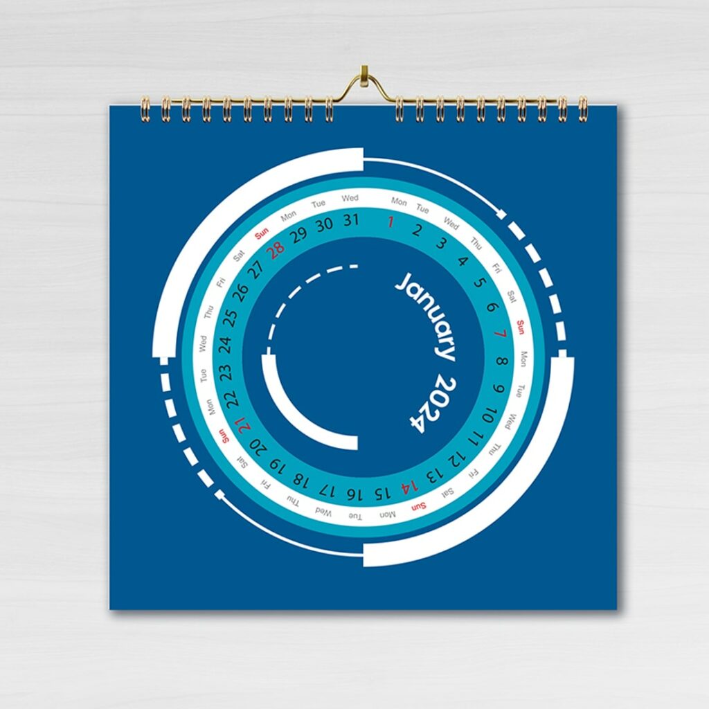 Vector wall calendar_2024 with numbers placed around the circle ...